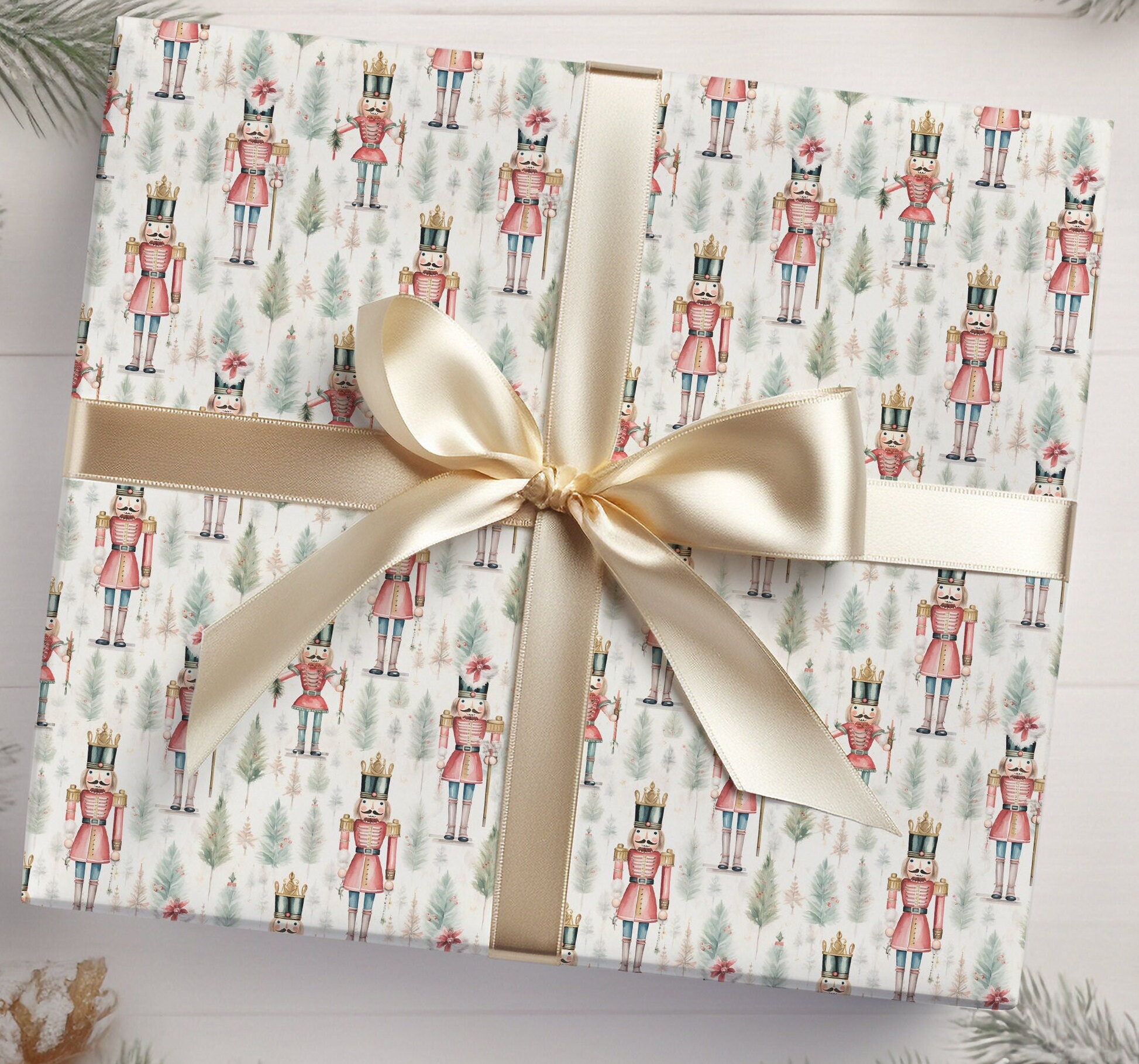 Nutcracker Christmas Gift Wrap, Merry Christmas Wrapping Paper, Vintage ...