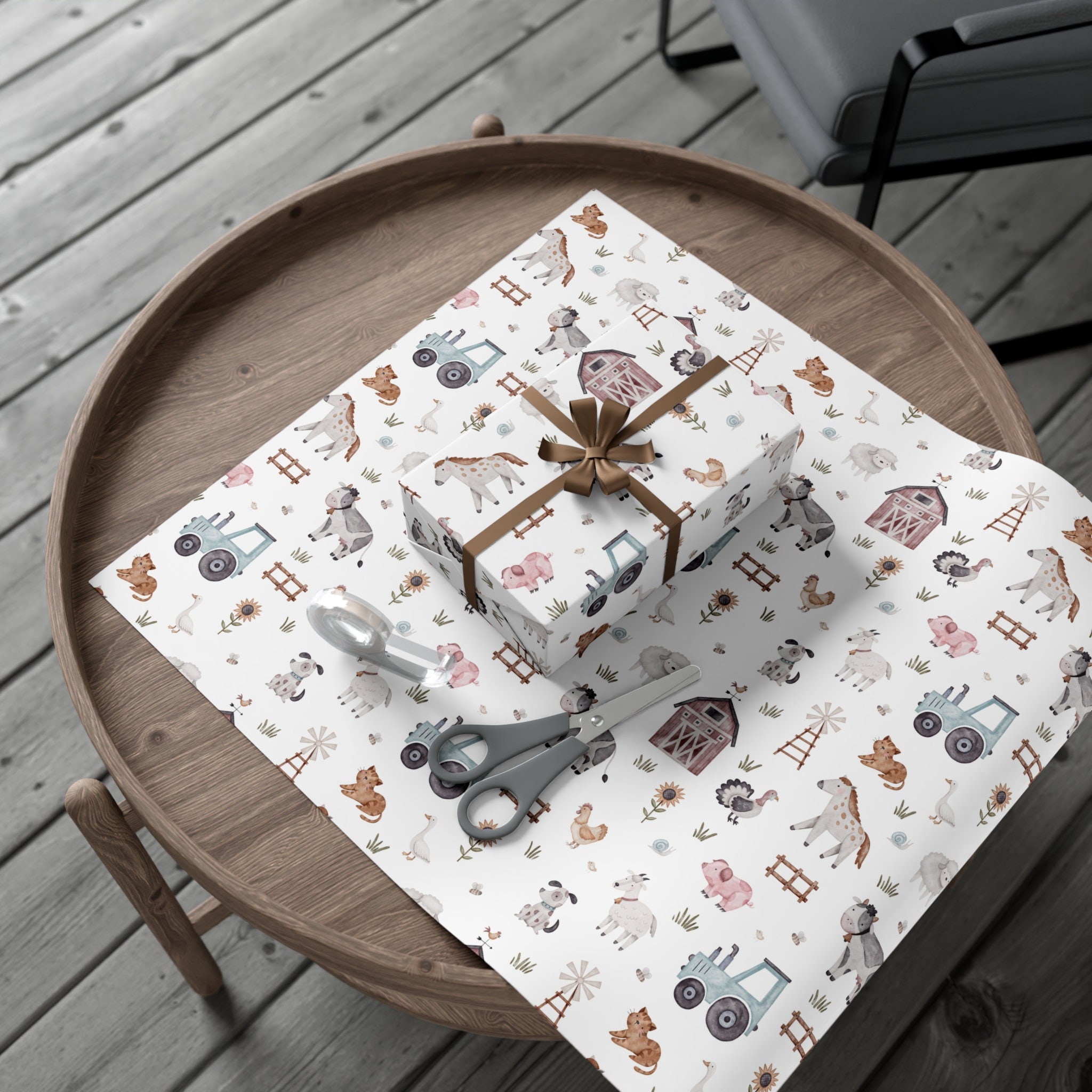 Farm Animals Wrapping Paper, Gift Wrap, Farm Birthday Party - Etsy