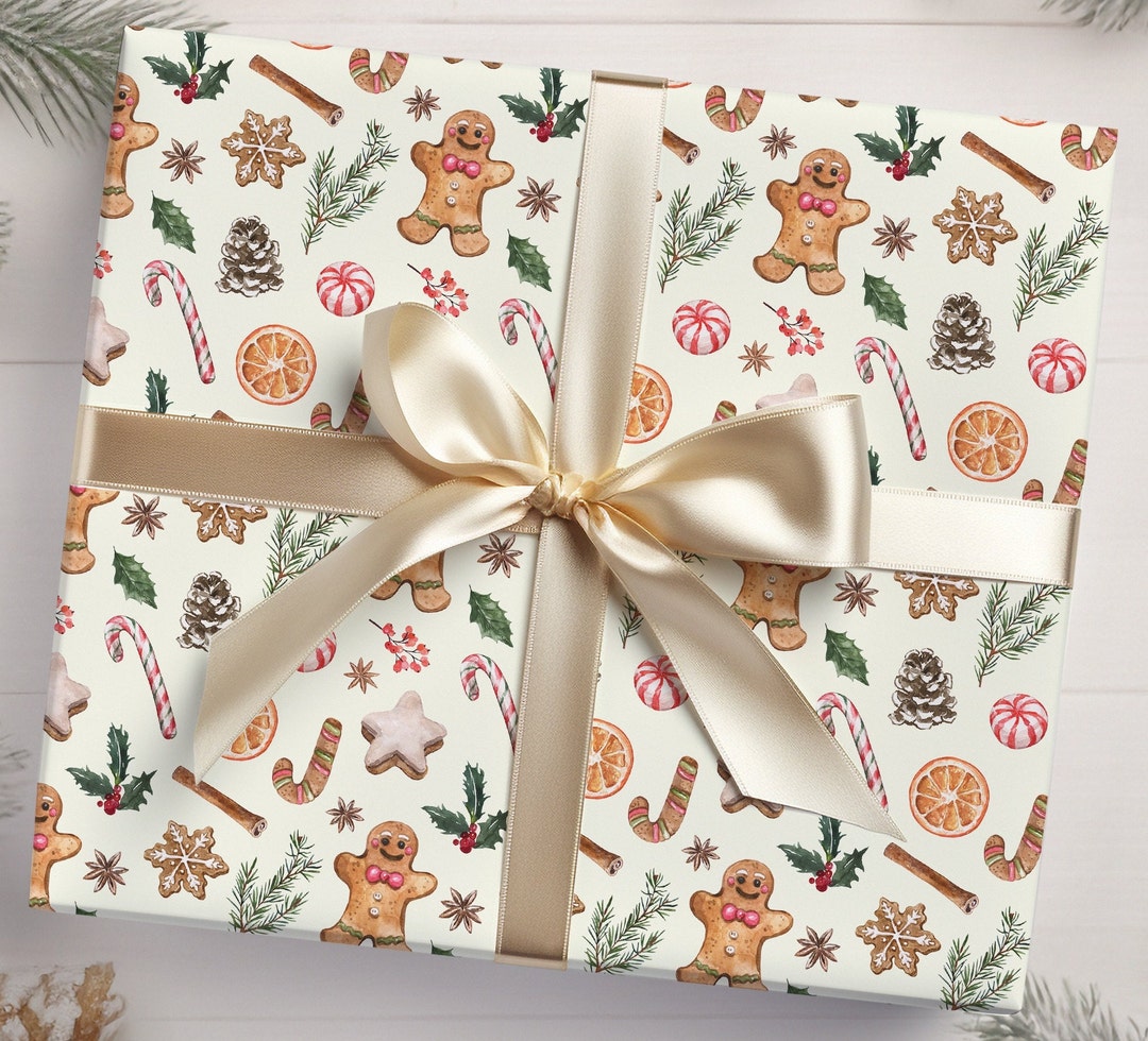 Vintage Christmas Baking Gift Wrap, Merry Christmas Wrapping Paper ...
