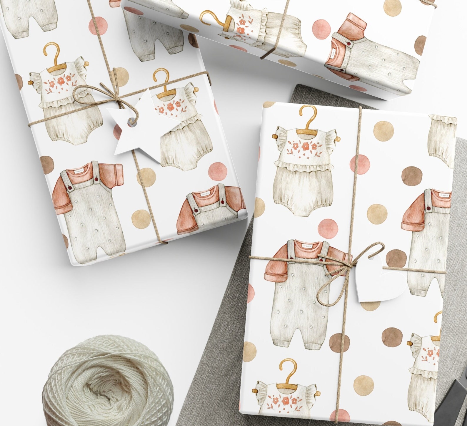 Baby Boy and Girl Wrapping, Baby Clothing Wrapping Paper, Baby Shower ...