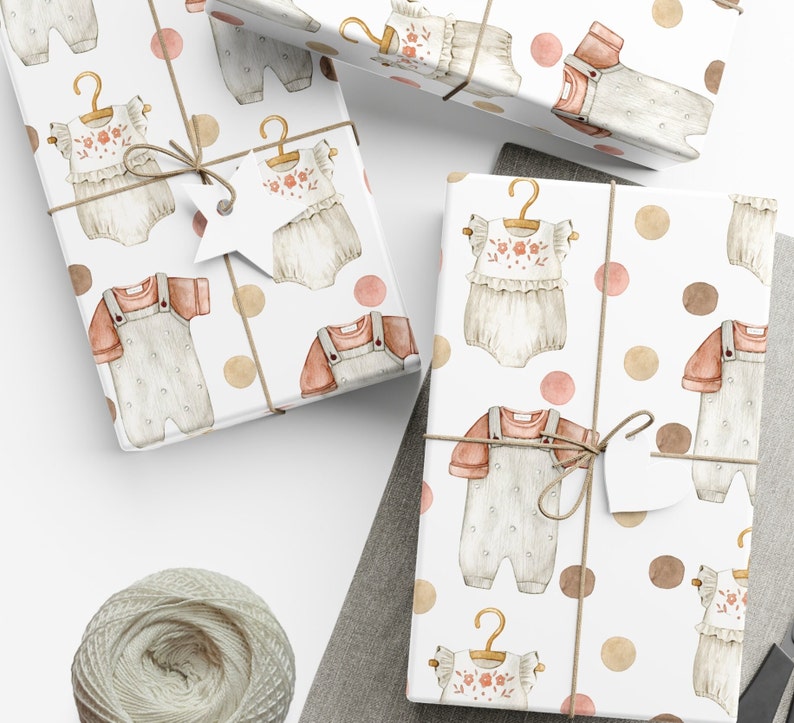 Baby Boy and Girl Wrapping, Baby Clothing Wrapping Paper, Baby Shower ...