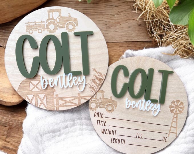 Baby Announcement Sign W/ Checker Board Design, Birth Announcement ...