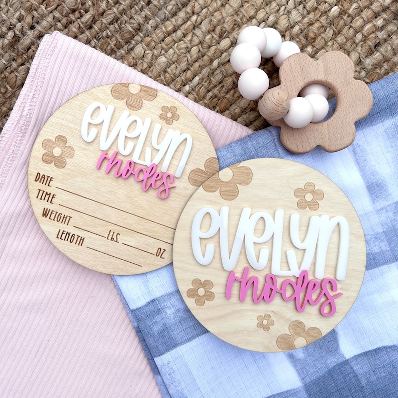 Baby Announcement Sign, Birth Announcement Round, Stat Sign ...