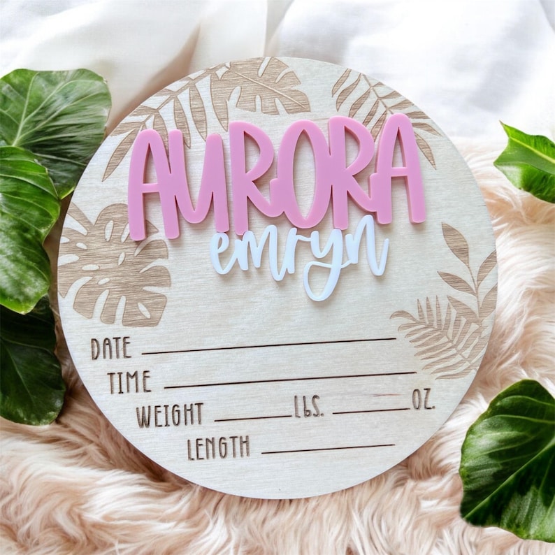 Baby Announcement Sign, Birth Announcement Round, Stat Sign ...