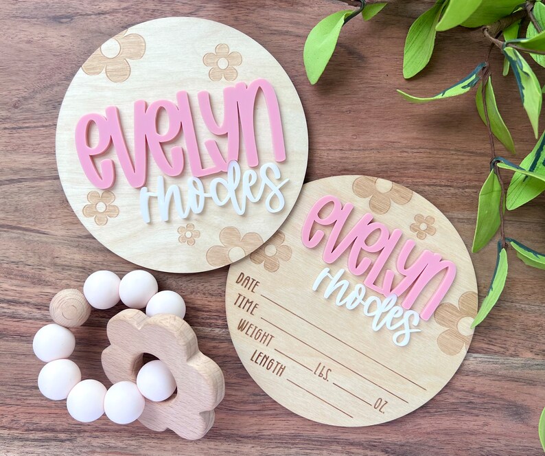 Baby Announcement Sign, Birth Announcement Round, Stat Sign ...