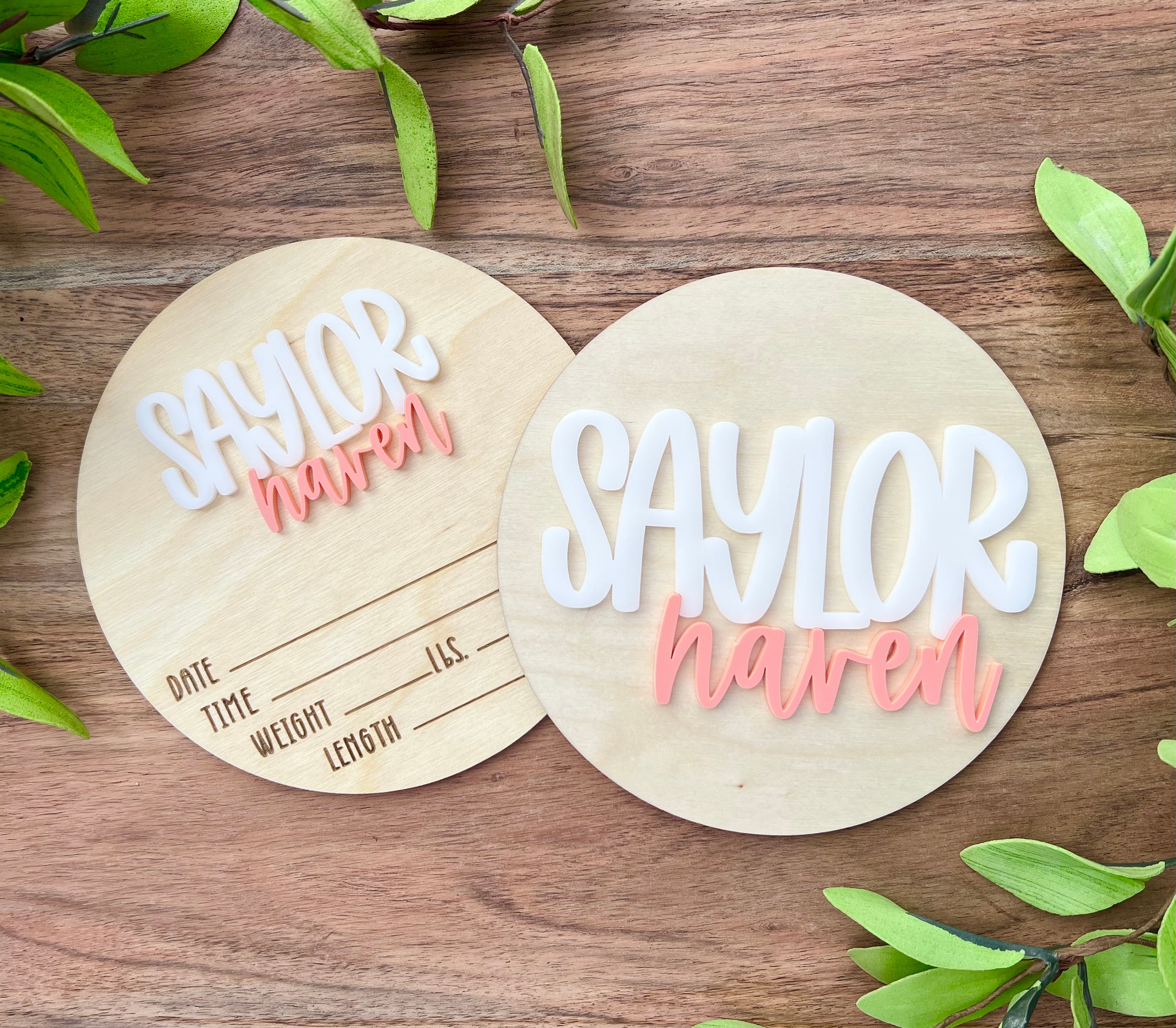 Birth Announcement Sign, Newborn Baby Stats Sign, Wooden Birth Sign ...