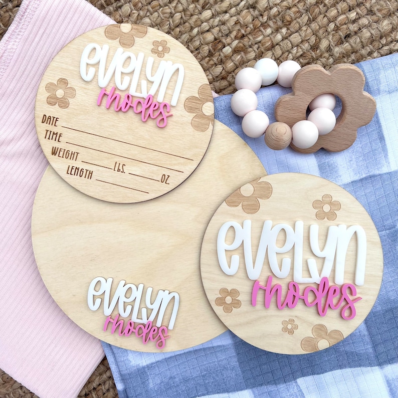 Baby Announcement Sign, Birth Announcement Round, Stat Sign ...