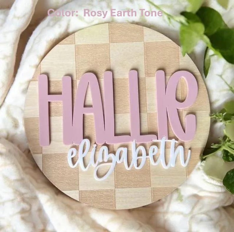 Baby Announcement Sign W/ Checker Board Design, Birth Announcement ...