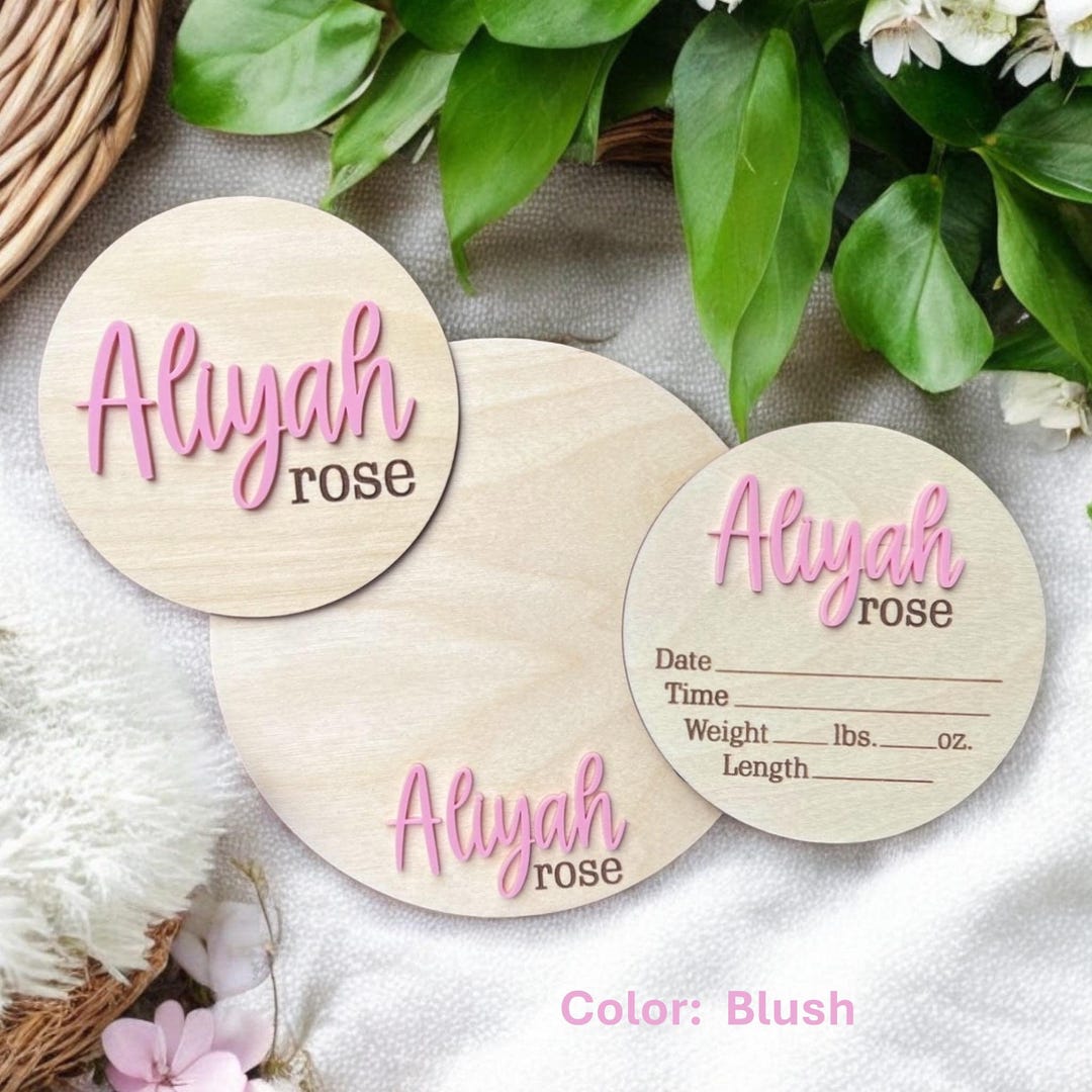 Custom Baby Announcement Sign, Birth Announcement Round, Stat Sign ...