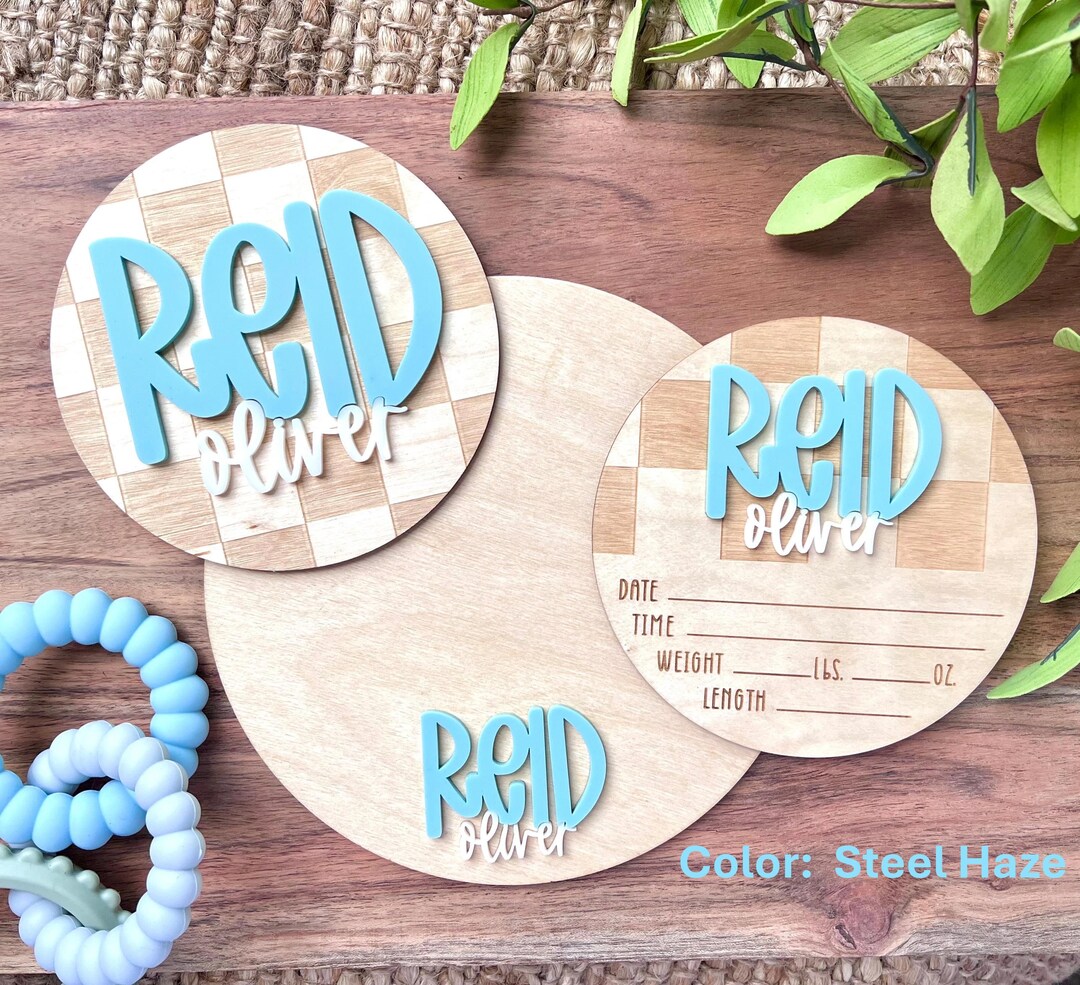 Baby Announcement Sign W/ Checker Board Design, Birth Announcement ...