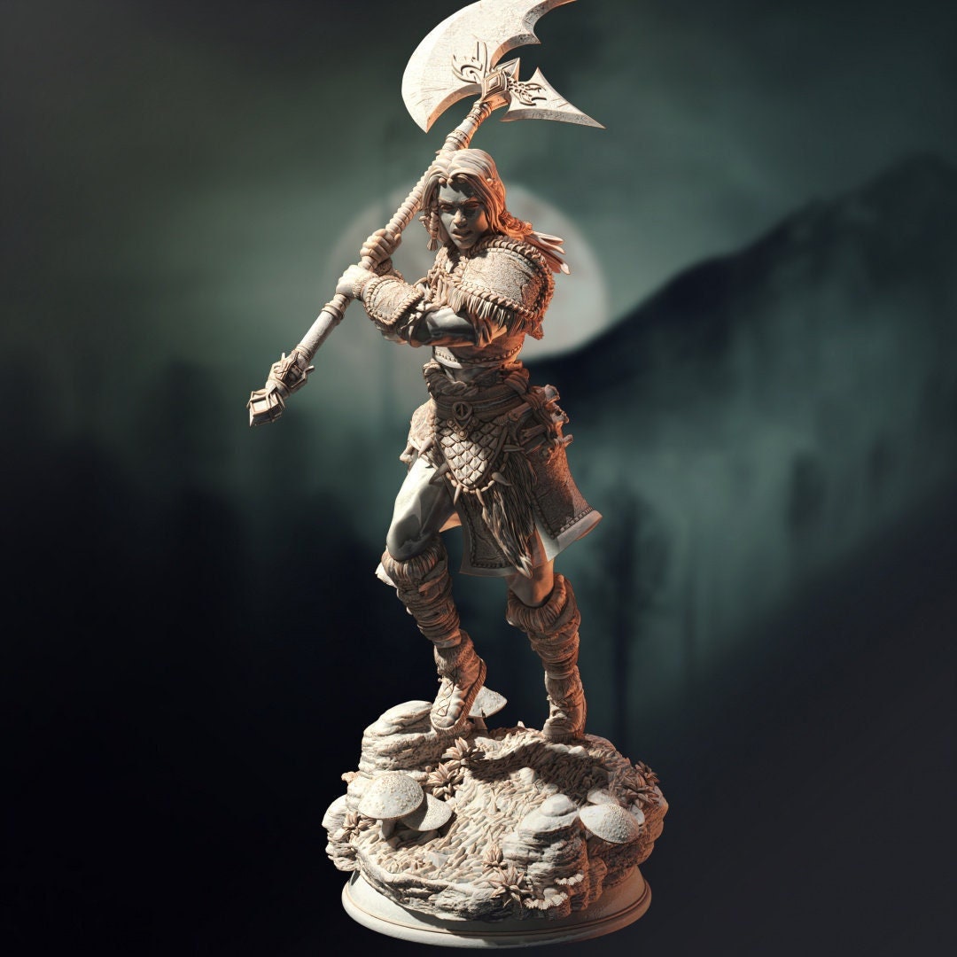 Ariana - Wolf Totem Human Female Barbarian W Great Axe in 32 and 75mm ...
