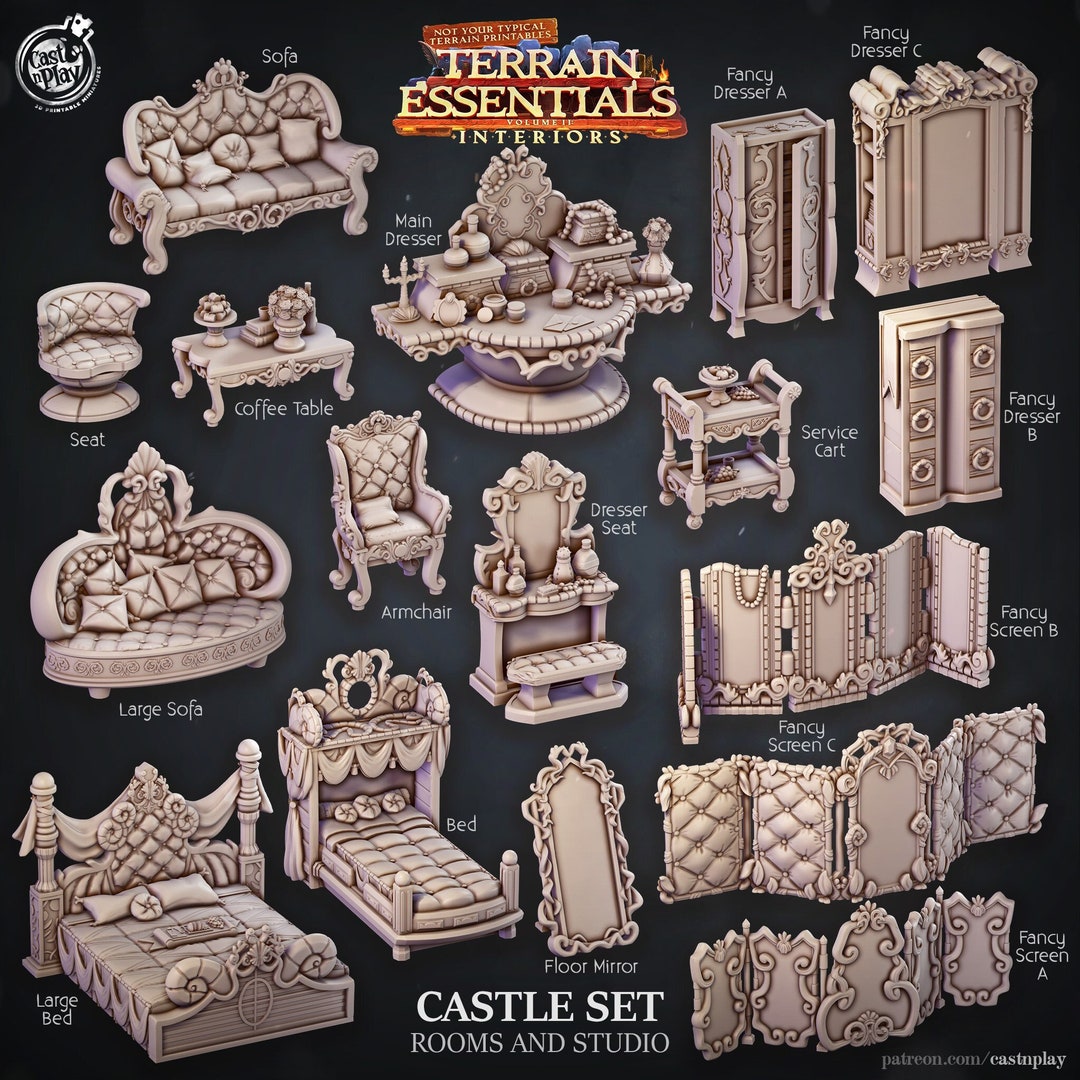 28mm and 32 Mm Size RPG Interior Castle Ornate Bedroom Furniture - Etsy
