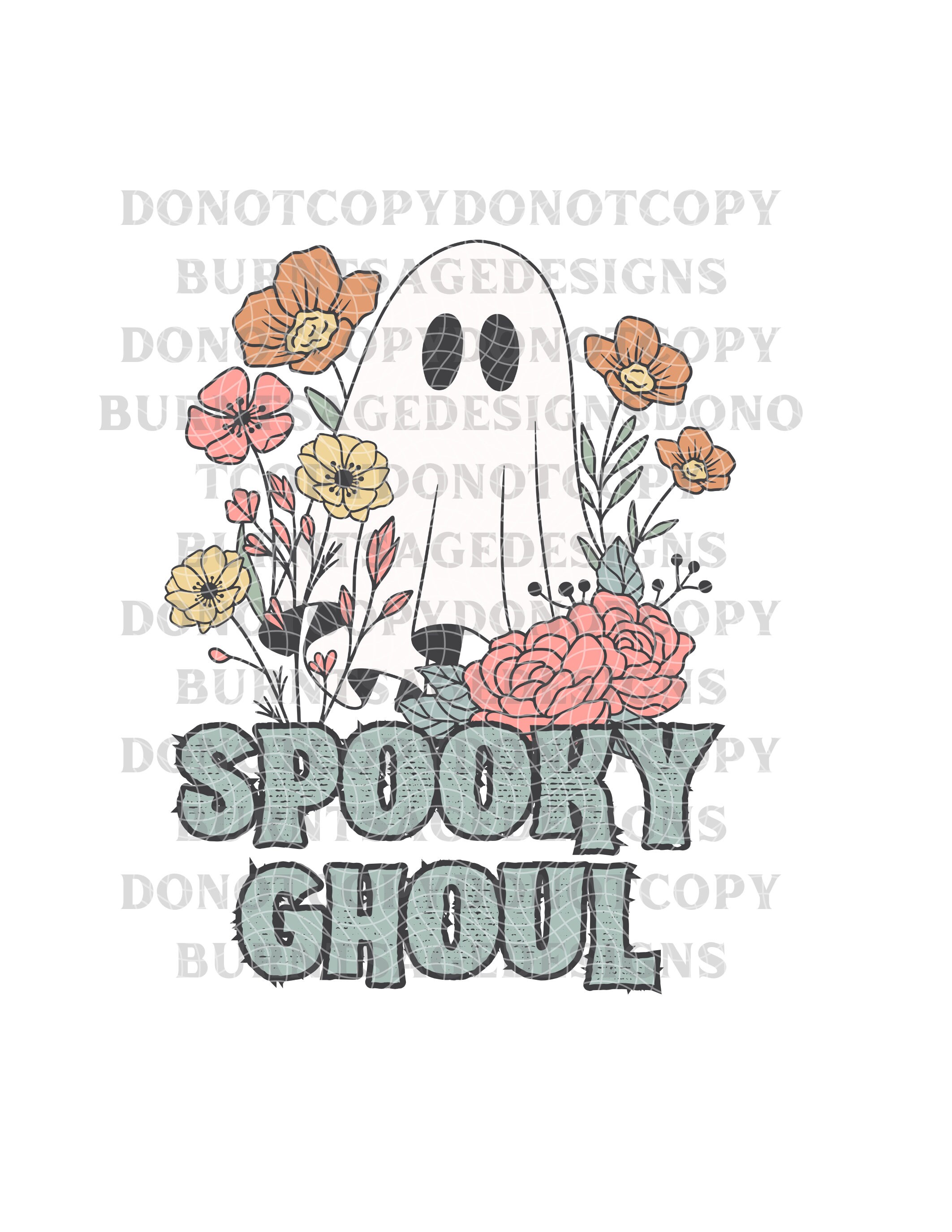 Spooky Ghoul PNG, Pretty Ghost Png, Floral Ghost, Spooky, Halloween ...