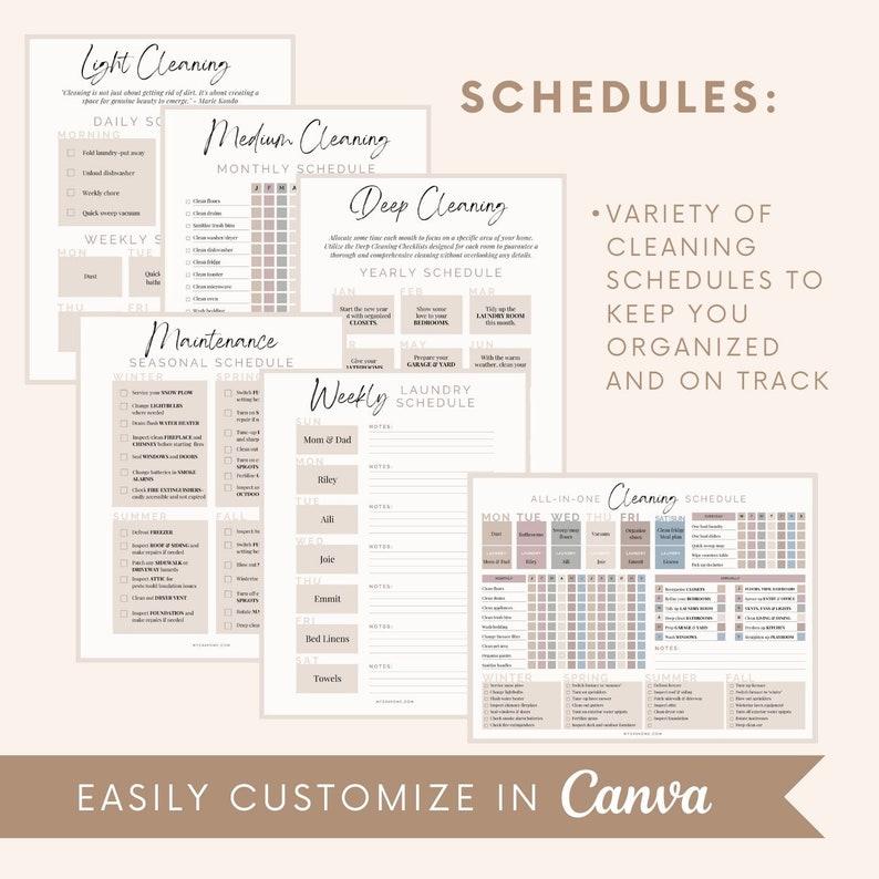 Cleaning Checklist Bundle - Etsy
