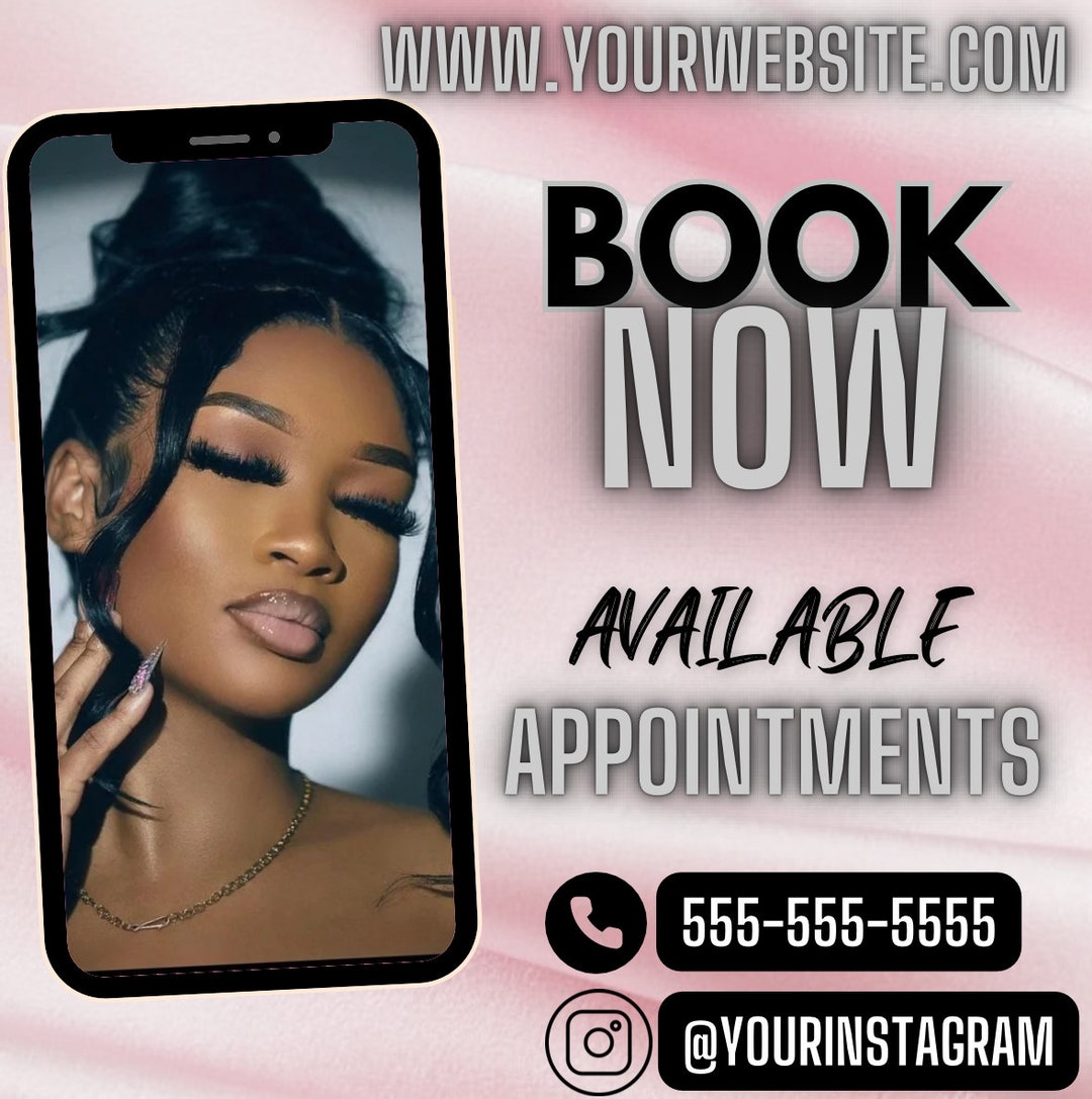 Book Now Hair Flyer , Nail MUA Lash Makeup Wig Flyer , Business Flyer ...