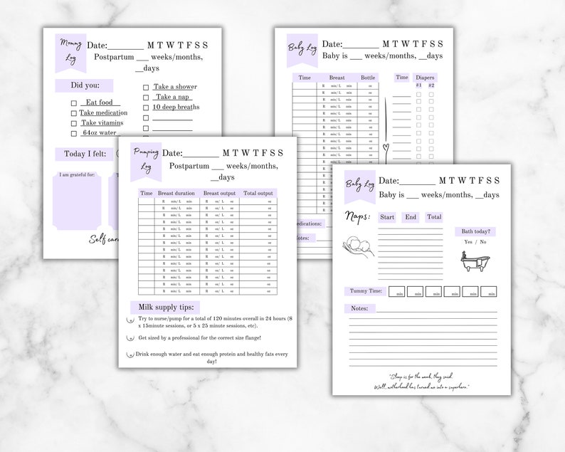 Newborn Tracker and Baby Log Baby Tracker Breastfeeding Tracker ...