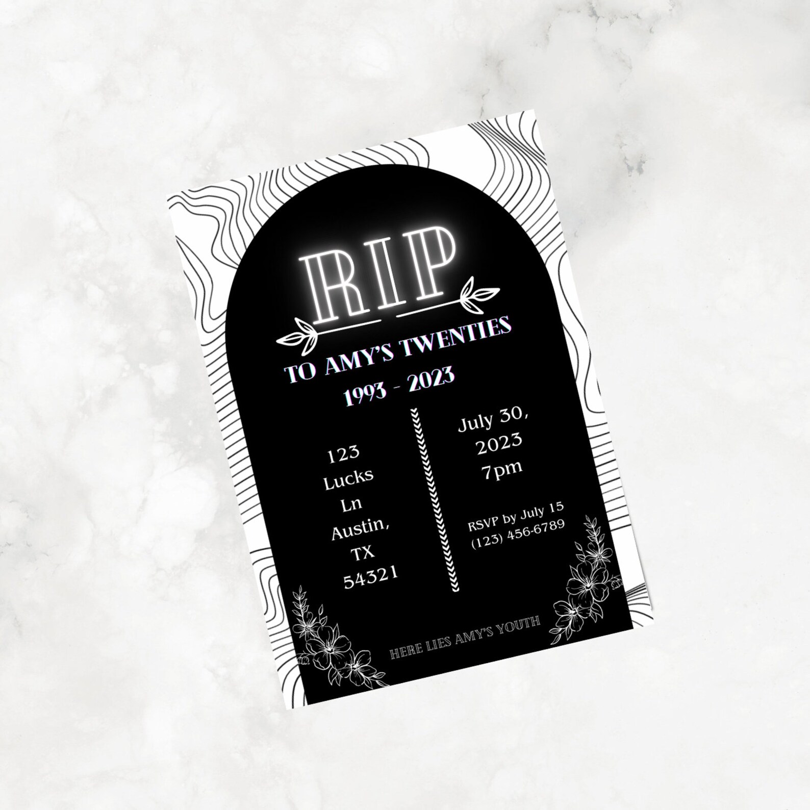 RIP 30th Birthday Invite (digital Download - Canva Template) - Etsy