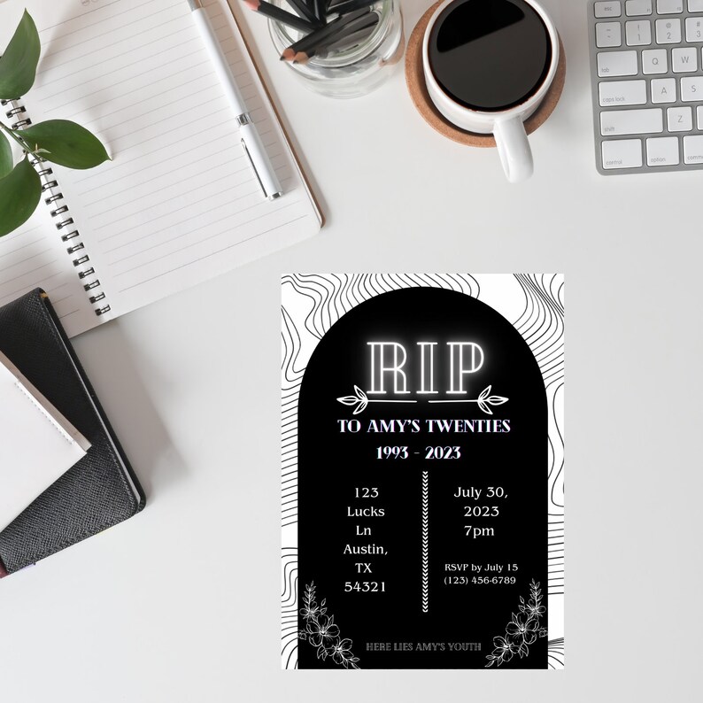 RIP 30th Birthday Invite (digital Download - Canva Template) - Etsy