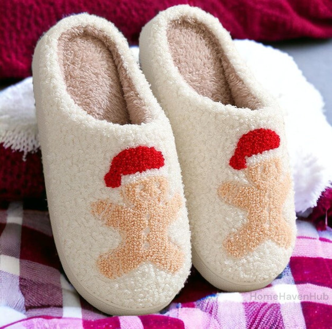 Gingerbread Man Christmas Slippers Cute Xmas Slipper - Etsy UK