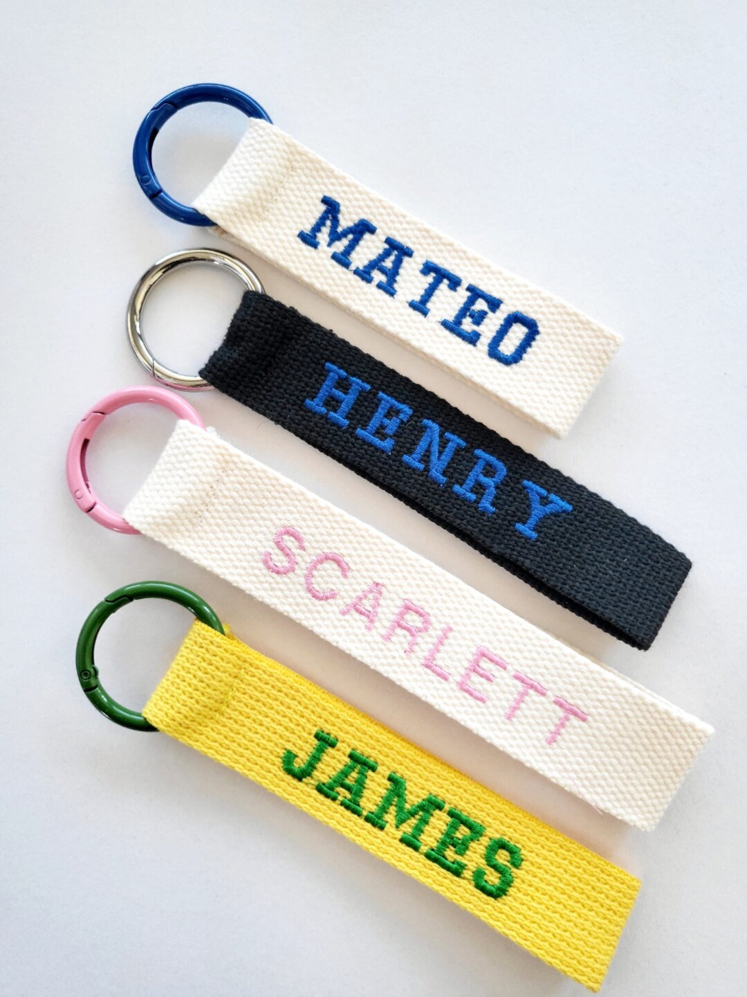 Personalized Name Tag, Embroidery Name Tag, Key Chain, Custom Key Ring ...