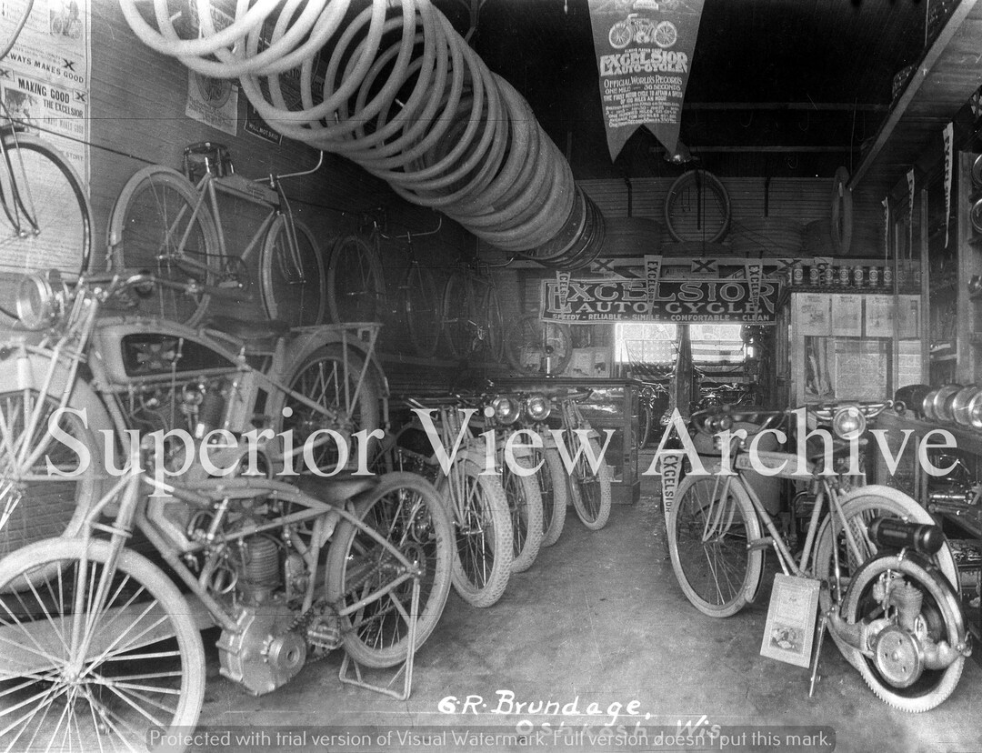 Excelsior Autocycle Motorcycle Show Room Oshkosh Wisconsin 1920 Signs ...