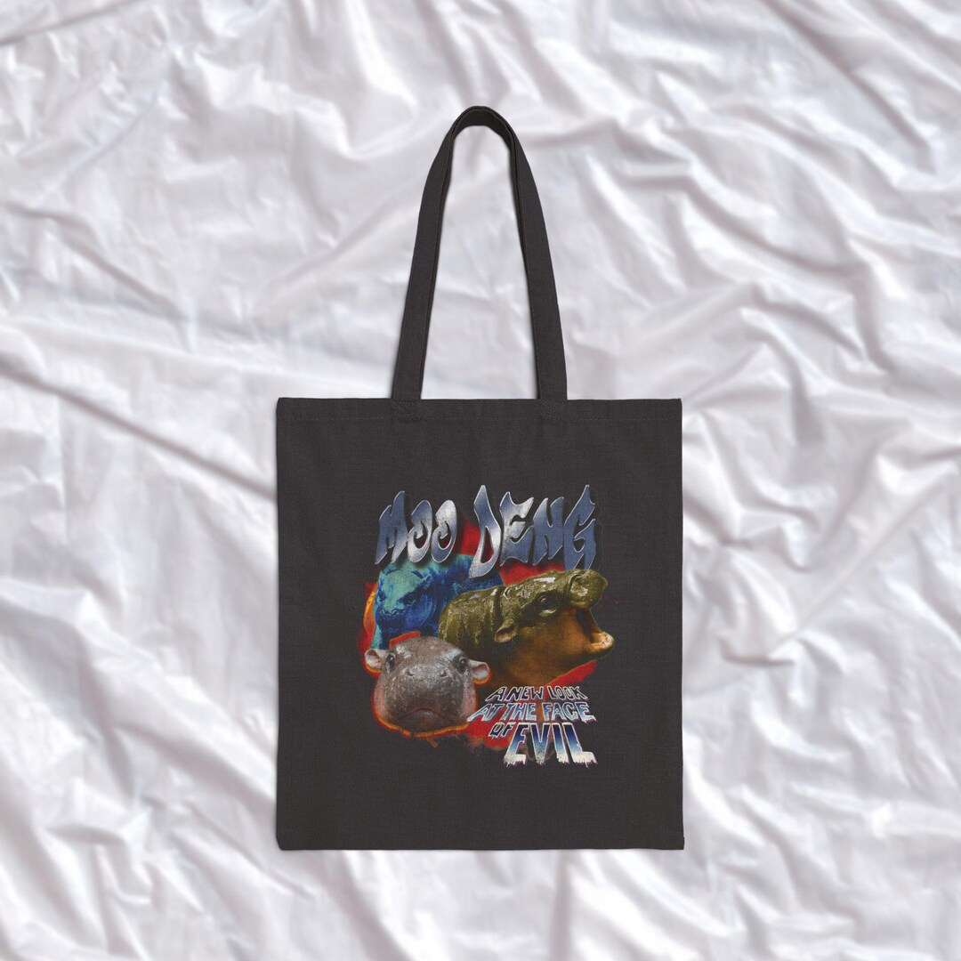Angry Moo Deng the Baby Pygmy Hippo Heavy Metal Tote Bag - Etsy