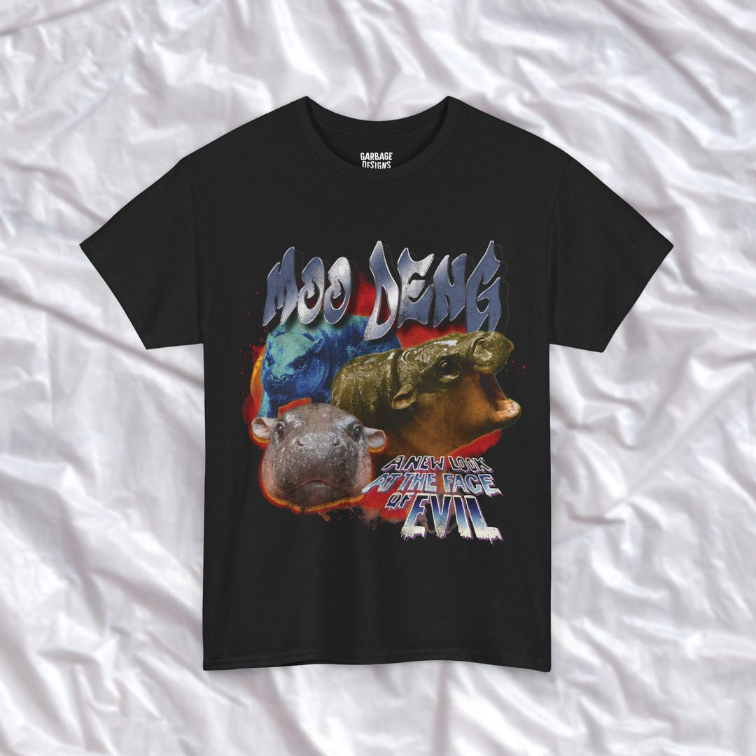 Angry Moo Deng the Baby Pygmy Hippo Heavy Metal Graphic Tee Shirt - Etsy