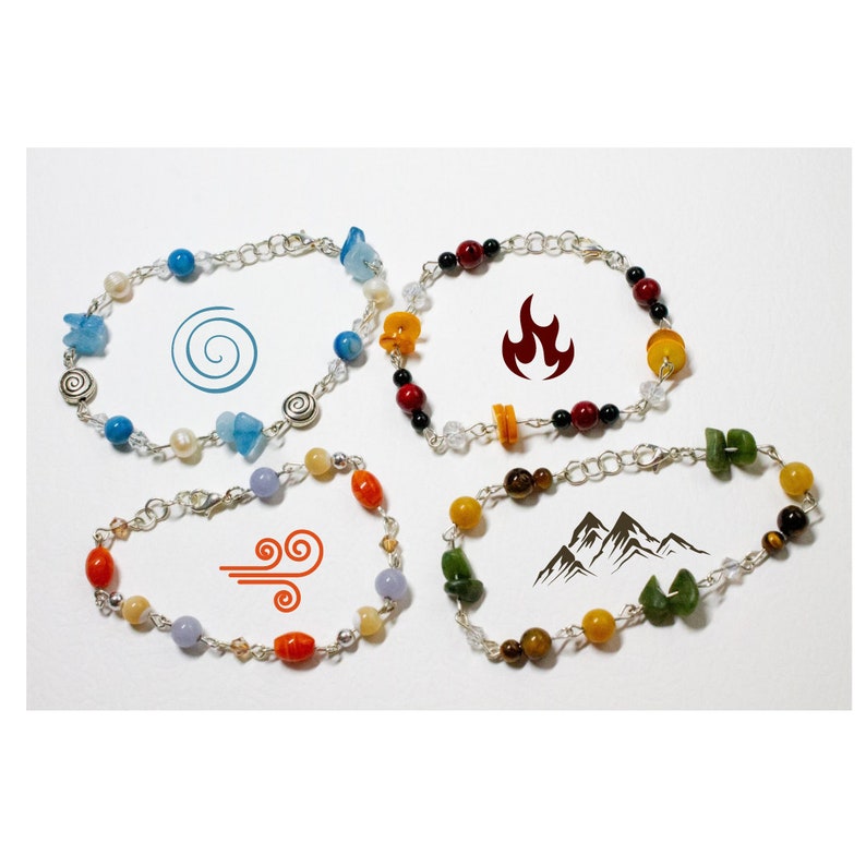 ATLA Themed Bracelets: Water, Fire, Earth, Air Elements - Etsy