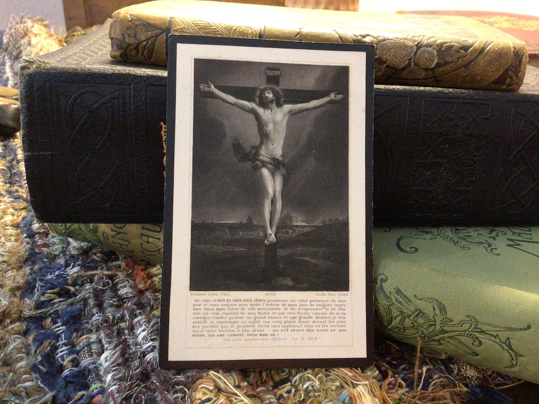 Antique French Holy Card, Crucifixion of Jesus Christ, Bouasse Lebel ...