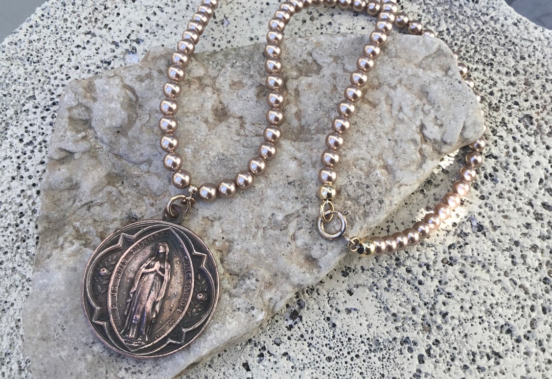 Lg French Antique Nun’s Medal, Immaculate Conception, Penin of Lyon ...