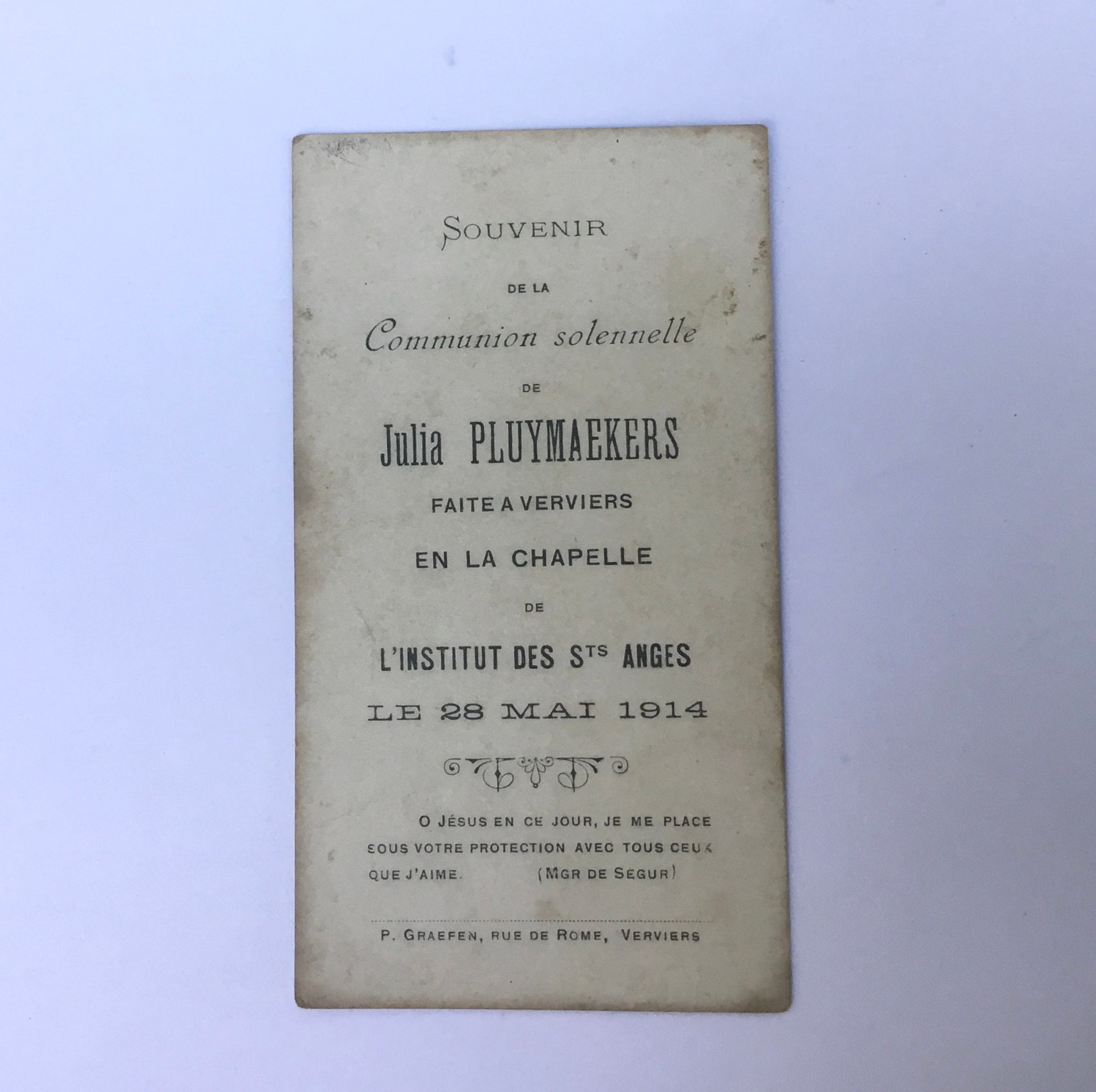Antique French Communion Holy Card, 1914, A Prayer of Protection - Etsy
