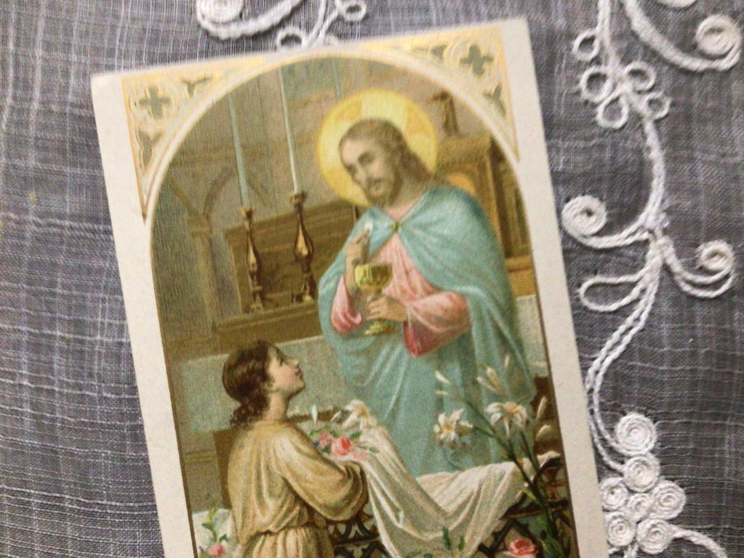 Antique Holy Card, Jesus Offering Communion, Come Lord, Come and Rest ...