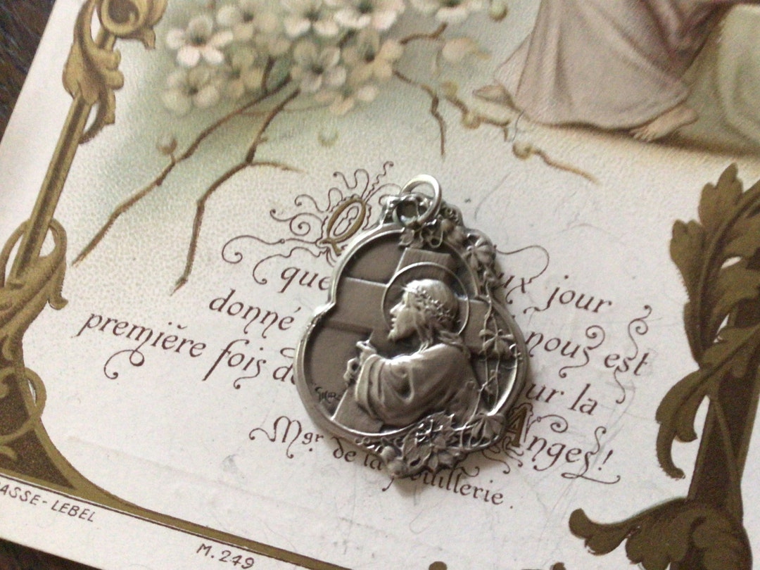 Rare Antique French Medal, Christ With Cross, Engravers Mark - Etsy