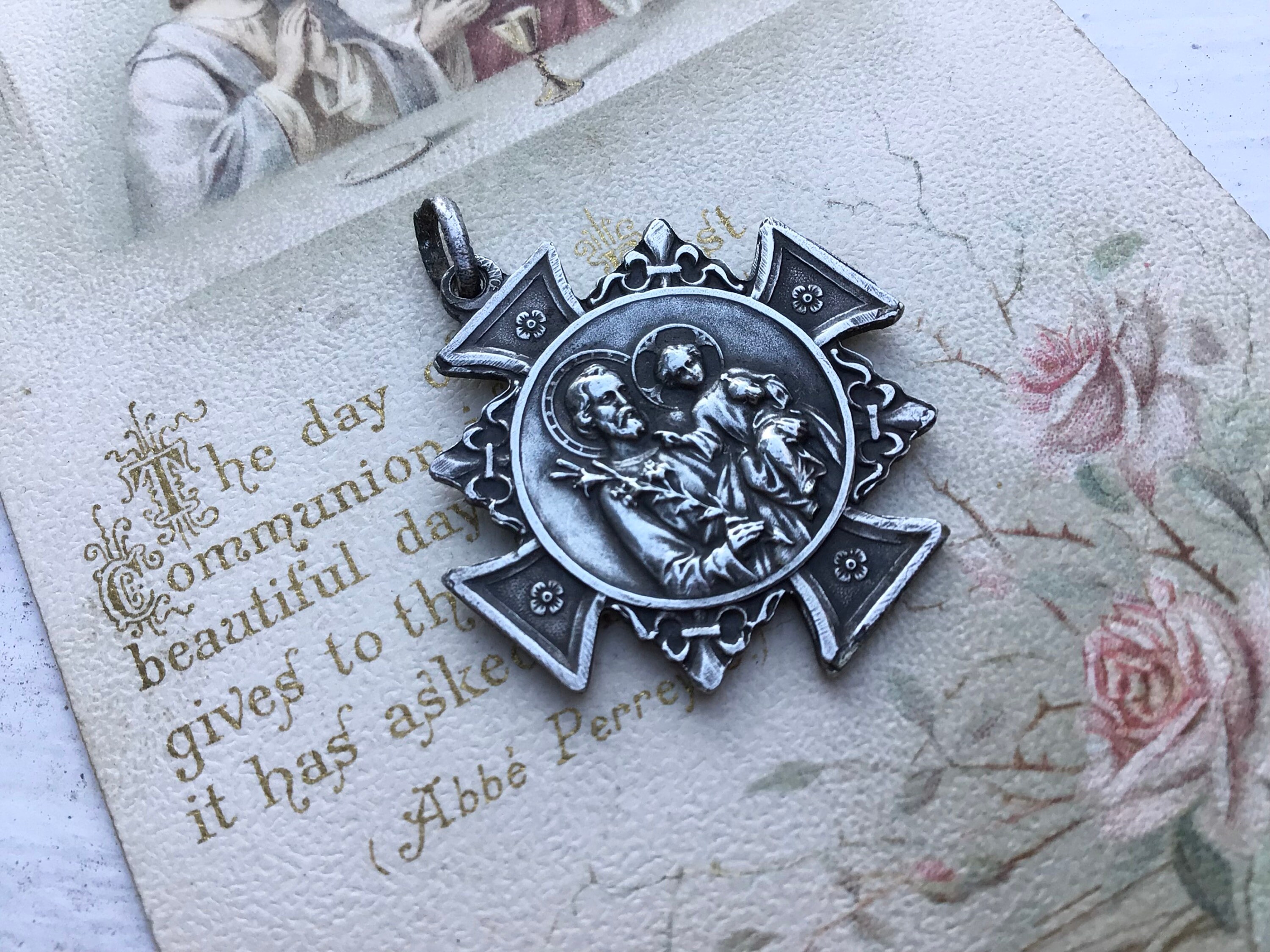 Antique Saint Joseph Medal Sacred Heart of Jesus on Obverse - Etsy