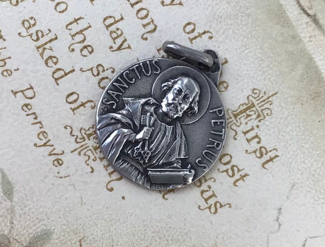 Small French Antique Sterling Saint Peter Medal - Etsy