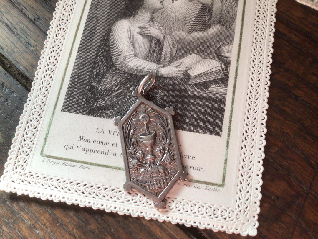 Antique French Communion Medal, Silver, Engravers Mark on Obverse - Etsy