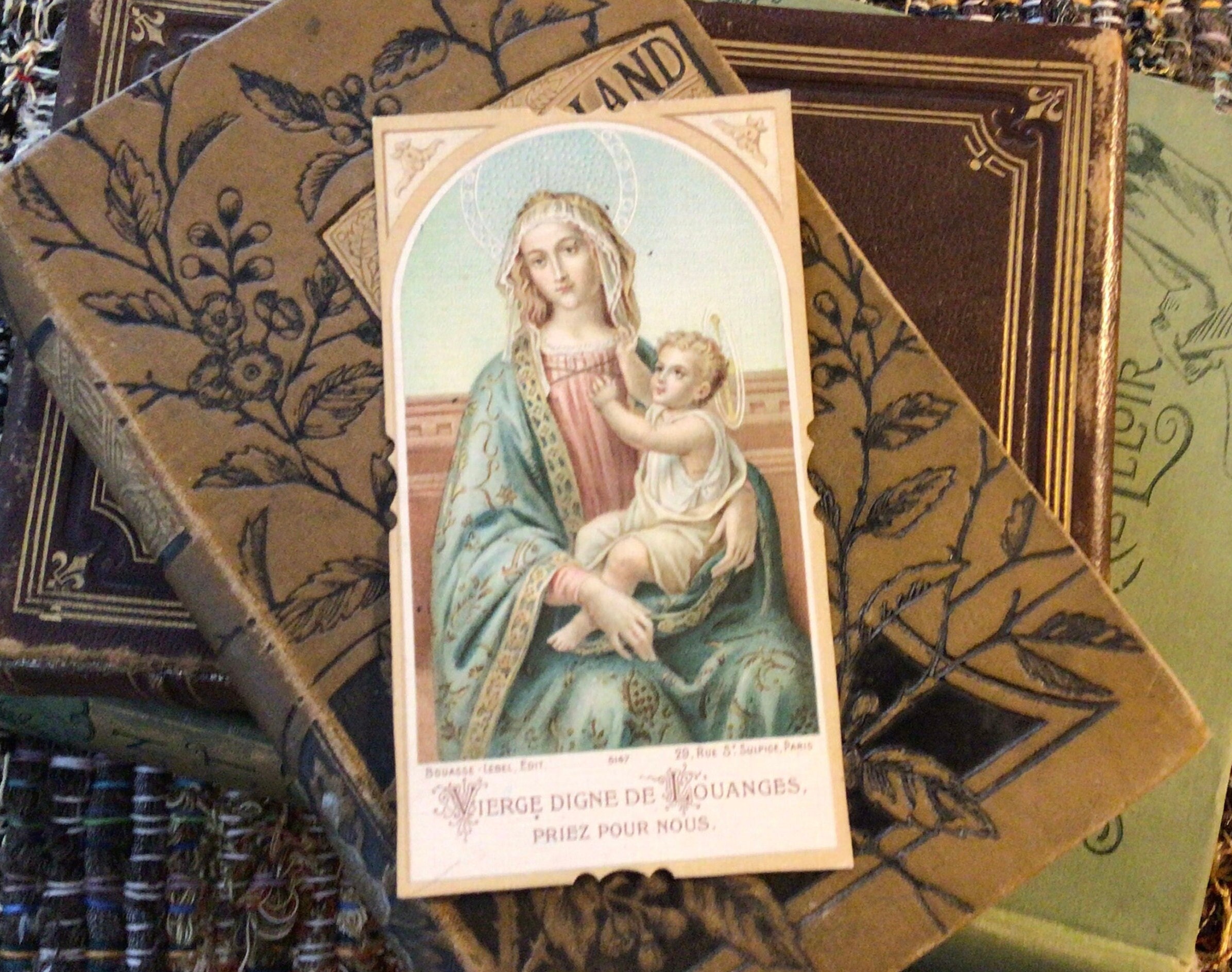 Antique French Holy Card, Virgin Worthy of Praise, Bouasse Lebel ...