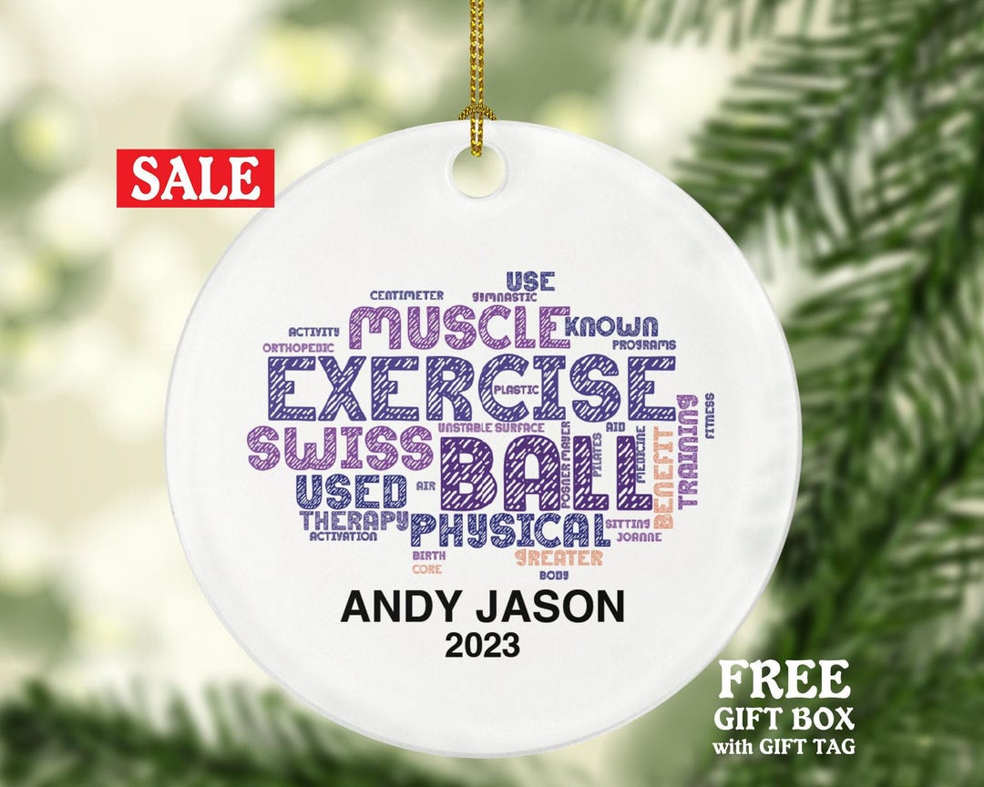 Personalized Exercise Word Art Christmas Ornament, Gift for Fitness ...