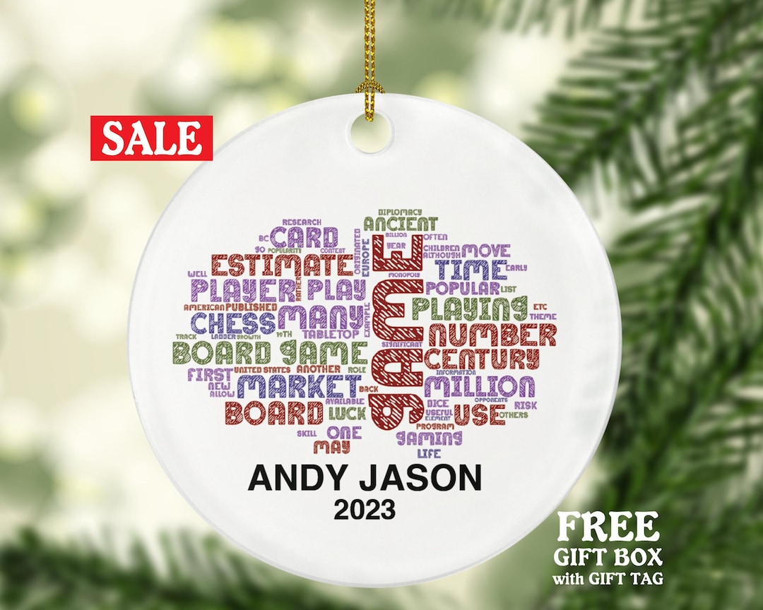 Personalized Board Game Word Art Christmas Ornament, Decor for Game ...
