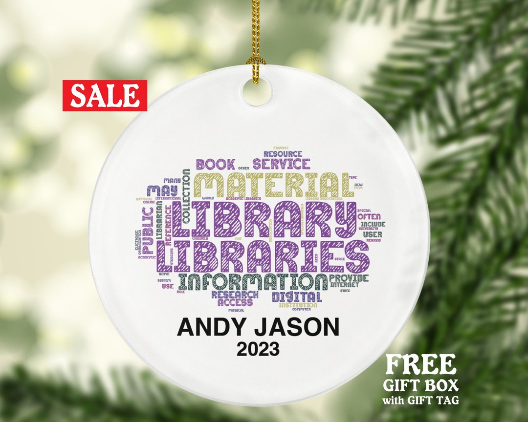 Library Word Art Christmas Ornament Personalized Coworker Employee ...