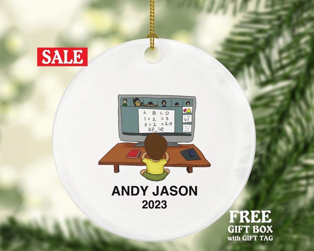 Virtual Student Boy Personalized Christmas Ornament Distance Learning ...