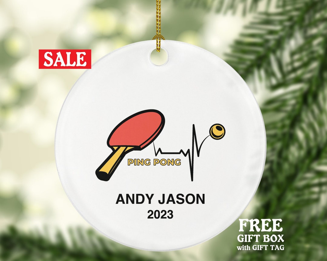 Table Tennis Player Ping Pong Ball Christmas Ornament Paddles Racket ...