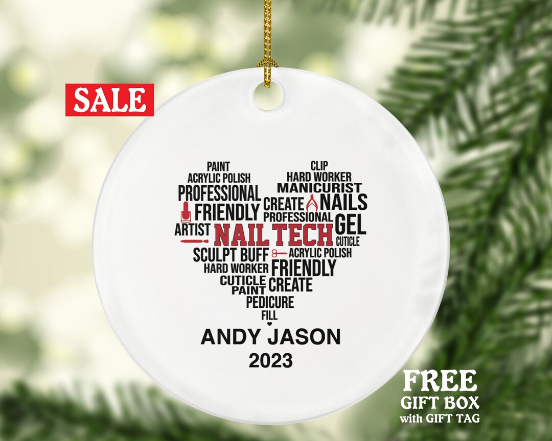 Nail Tech Word Art Christmas Ornament Personalized - Nail Technician ...