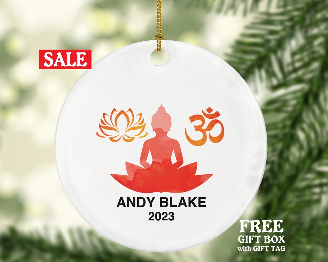 Yoga Christmas Ornament - Lotus Yoga Pose Personalized Meditation Happy ...