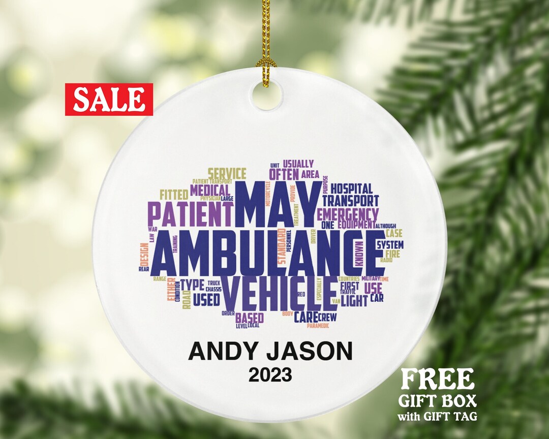 Ambulance Crew Word Art Christmas Ornament Personalized - Coworker ...
