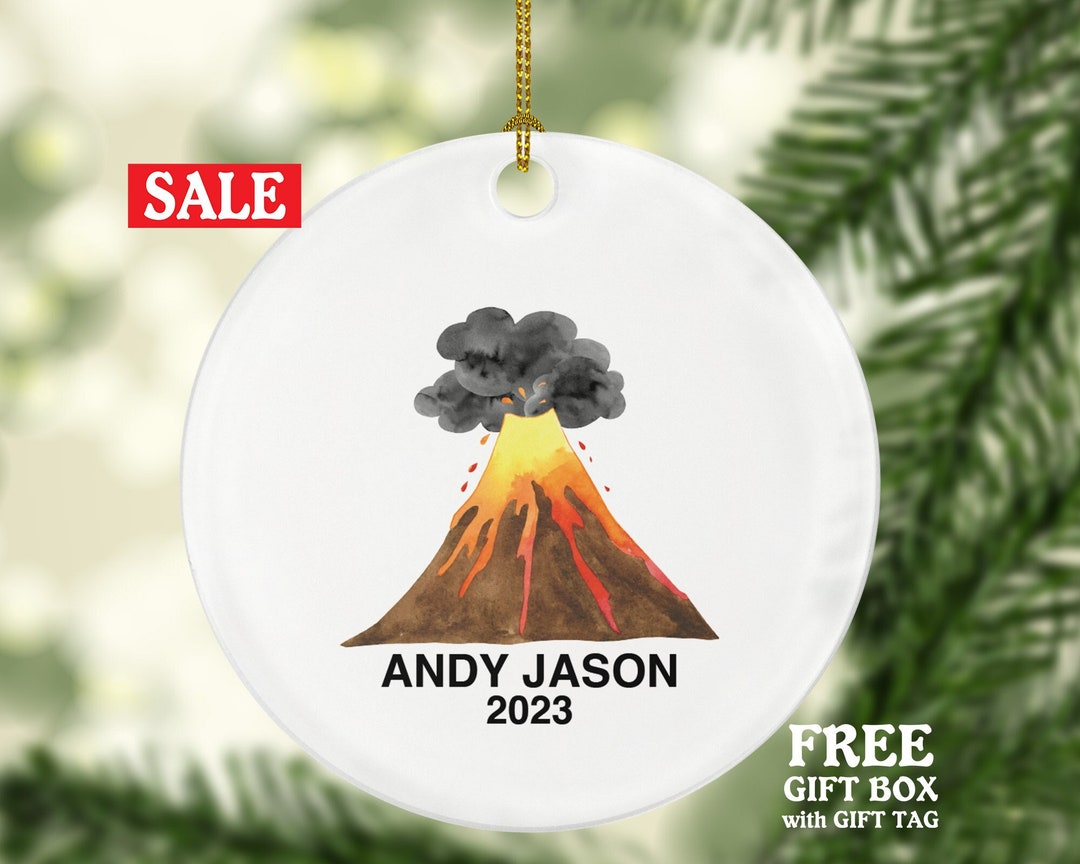 Volcano Christmas Ornament Personalized - Volcanic Crater Lava Volcanic ...