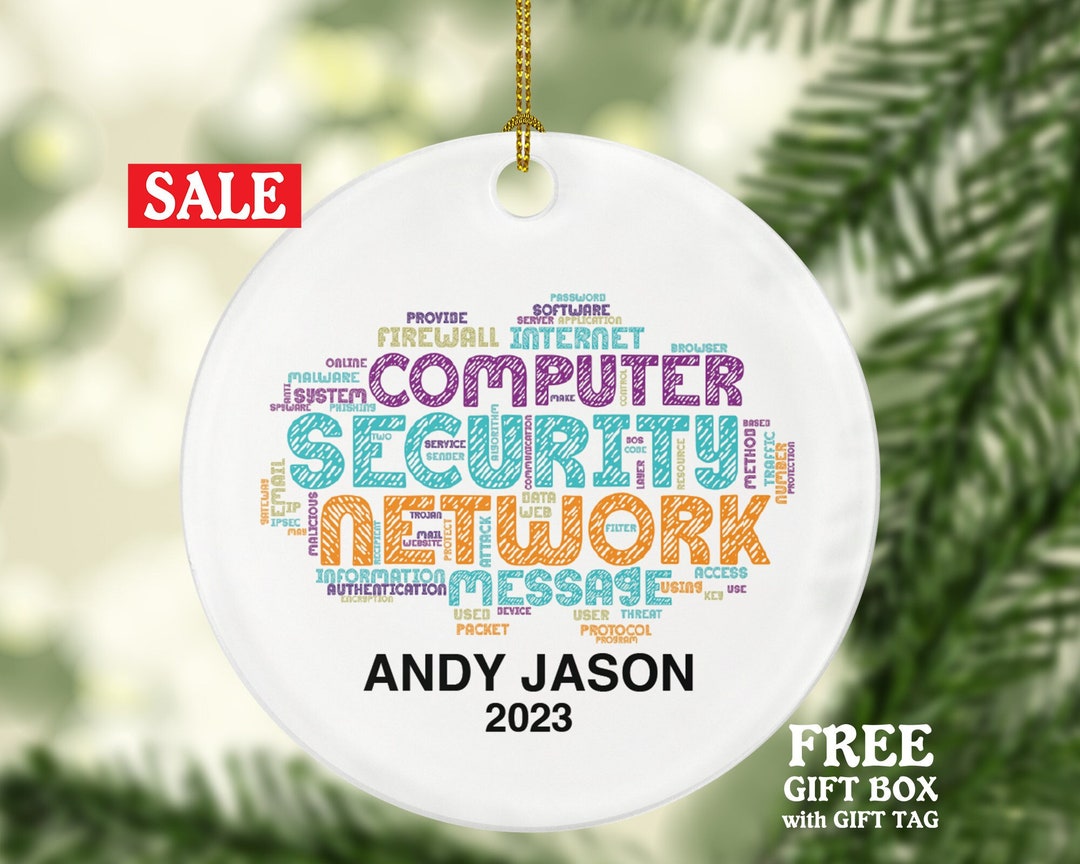Online Security Word Art Christmas Ornament Personalized, Cybersecurity ...