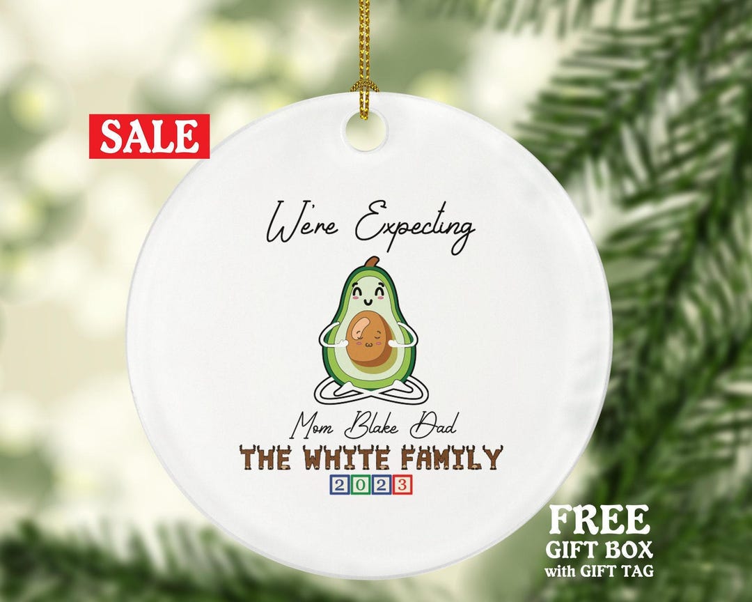 Personalized Pregnant Avocado Mom We're Expecting Ornament, Decor for ...