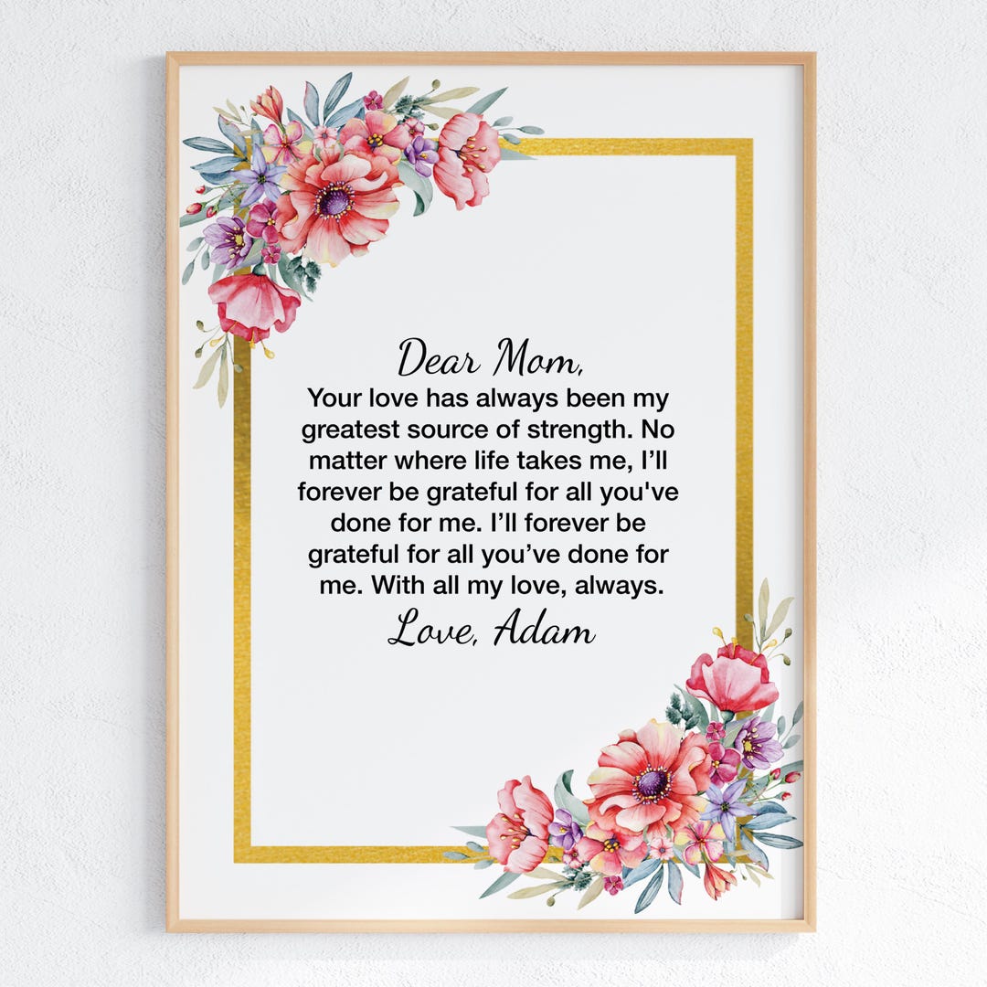 Personalized Quote for Mom Metal Print – Sentimental Wall Art Gift for ...