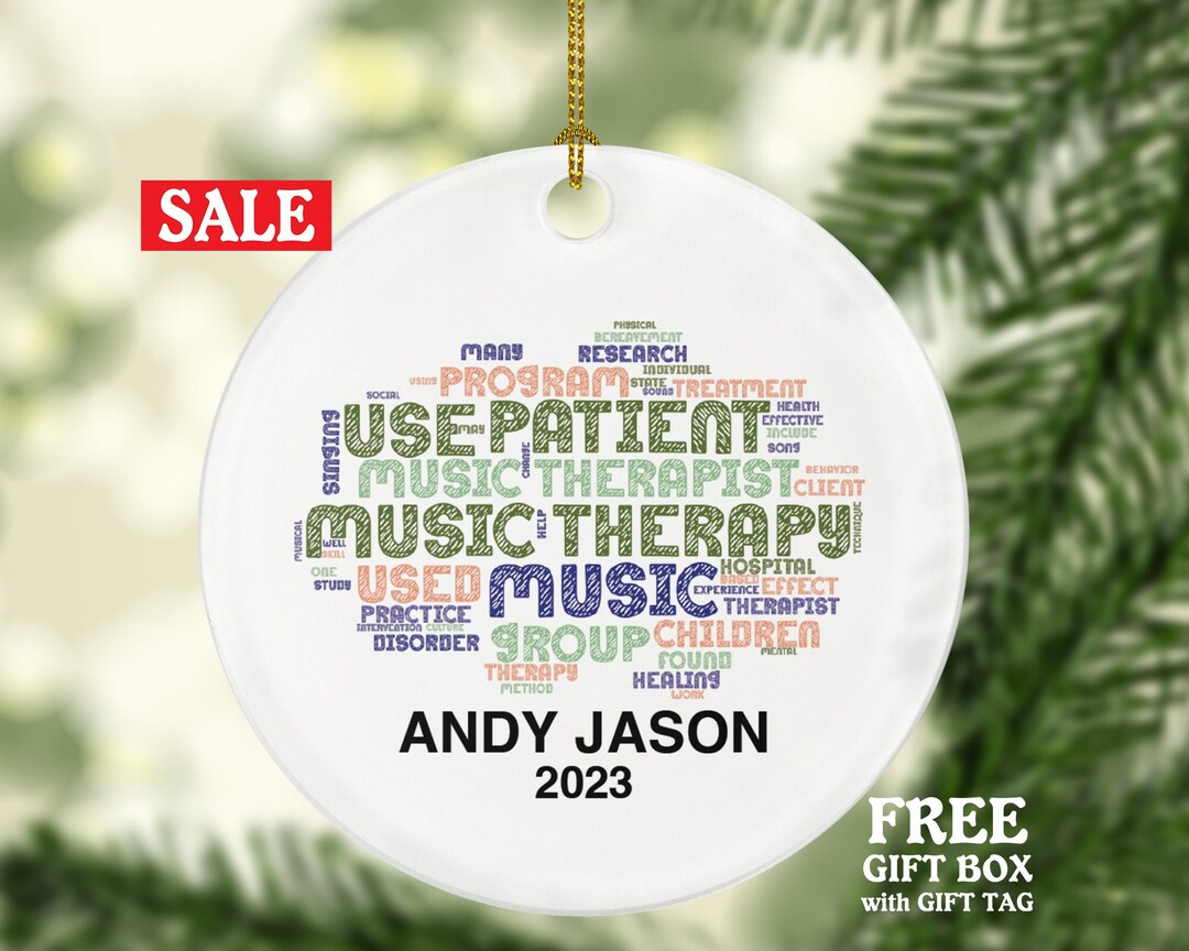 Music Therapy Word Art Christmas Ornament Personalized - Coworker ...